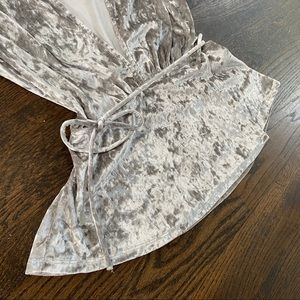 Lulus | Tops | Lulus Silver Grey Velvet Peplum Wrap Top | Poshmark